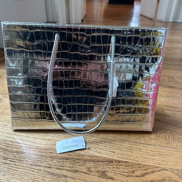 MEDEA | Bags | Medea Hanna Silver Croc Embossed Tote Nwt | Poshmark